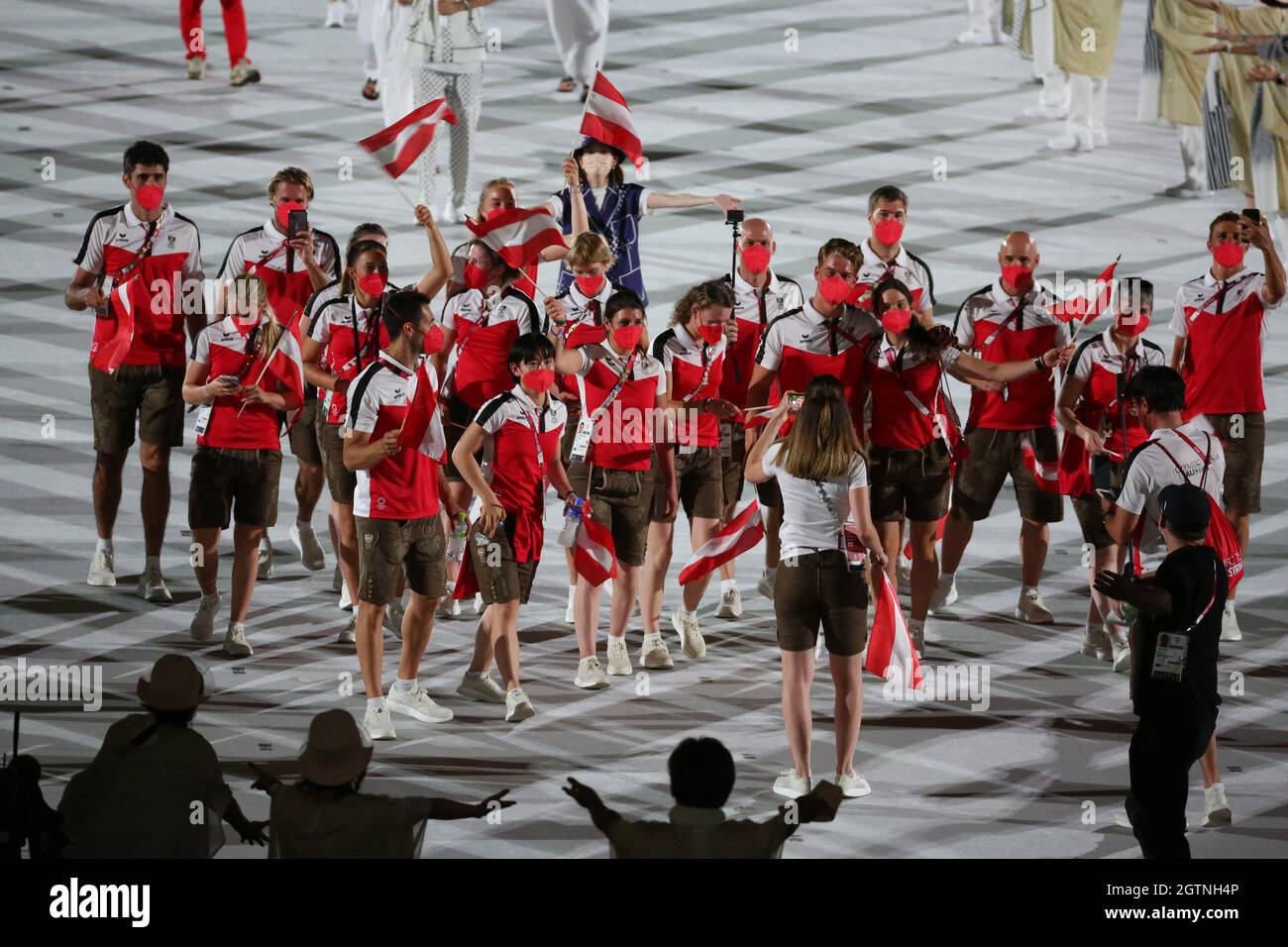 JULY 23rd, 2021 - TOKYO, JAPAN: Austria's flag bearers Tanja Frank and ...
