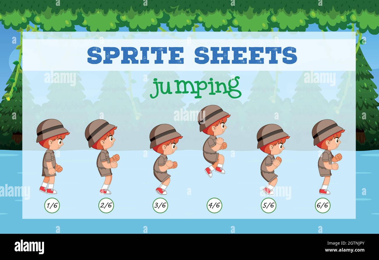 Boy sprite sheets jumping Stock Vector Image & Art - Alamy