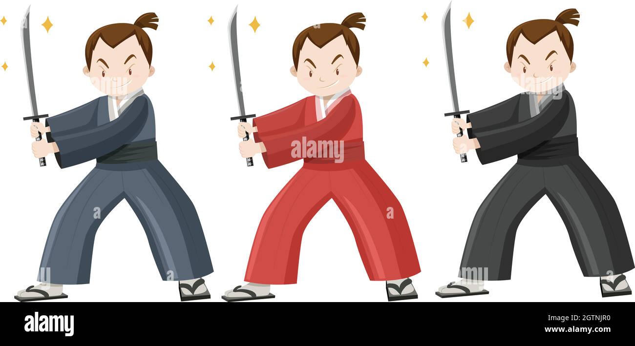 Samurai in three colors costume Stock Vector Image & Art - Alamy