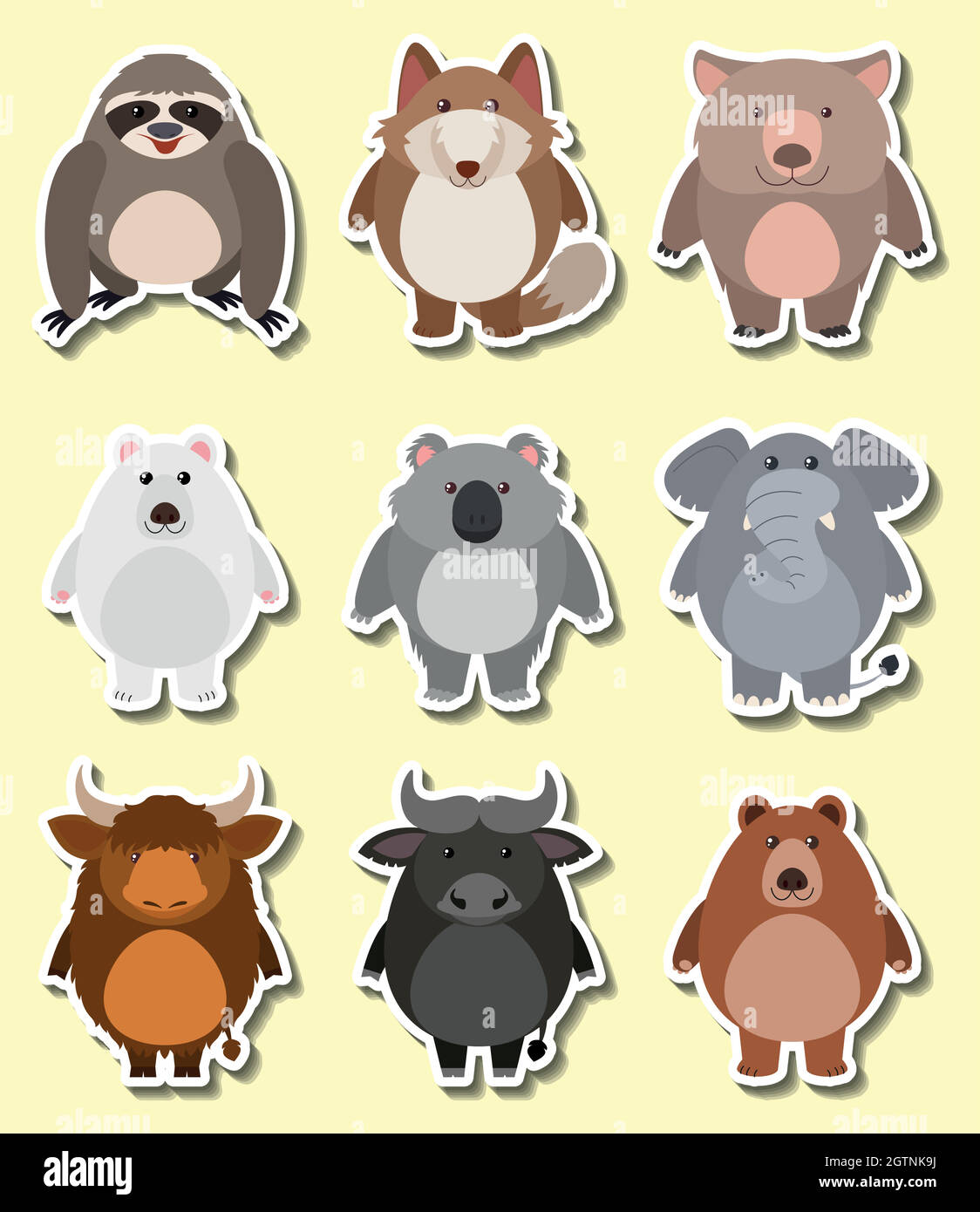 Sticker design for cute animals Stock Vector Image & Art - Alamy