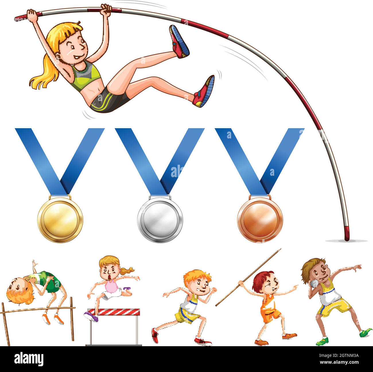 Sport medals and different type of track and field sports Stock Vector ...
