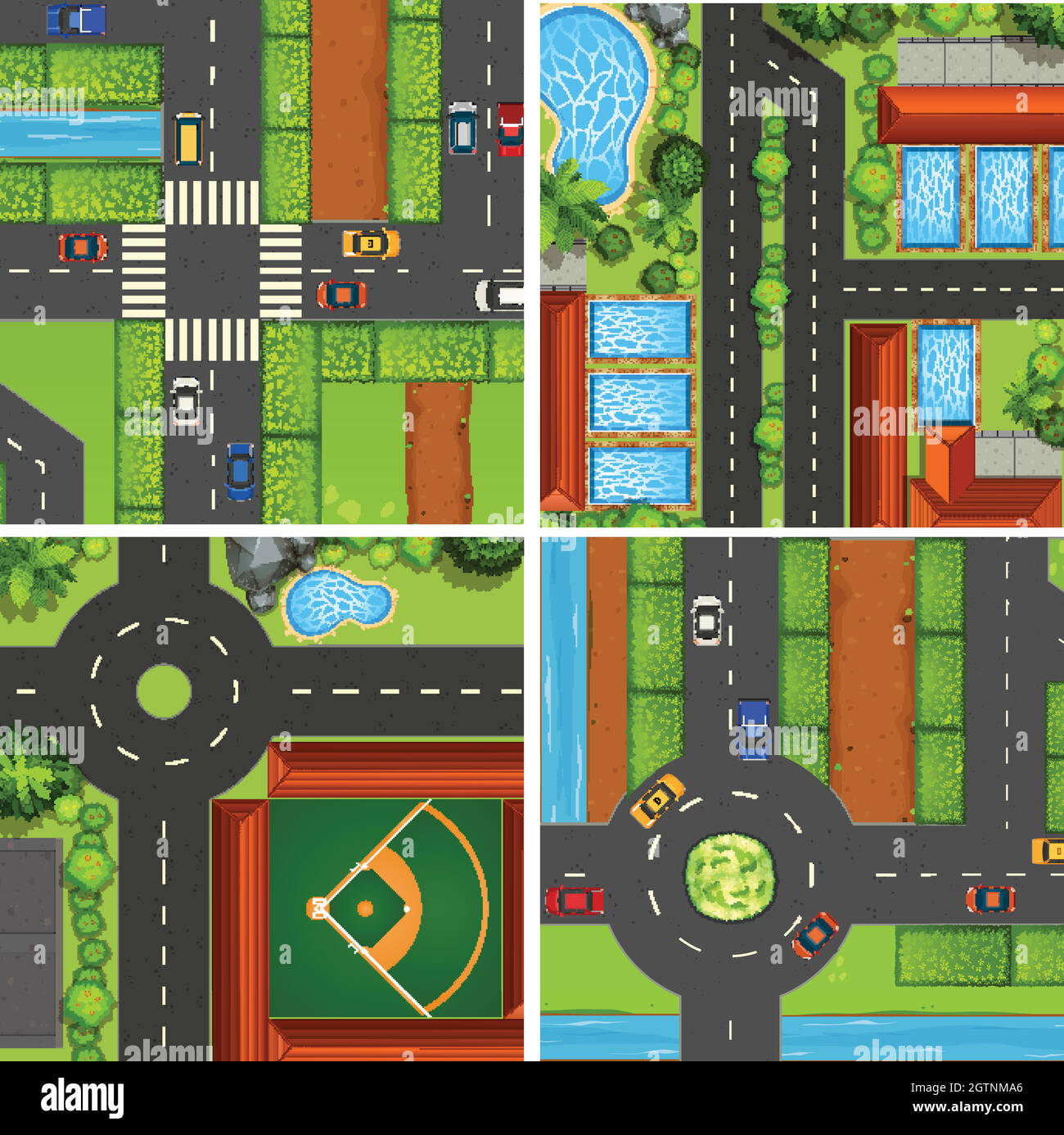 Aerial view street traffic city Stock Vector Images - Alamy