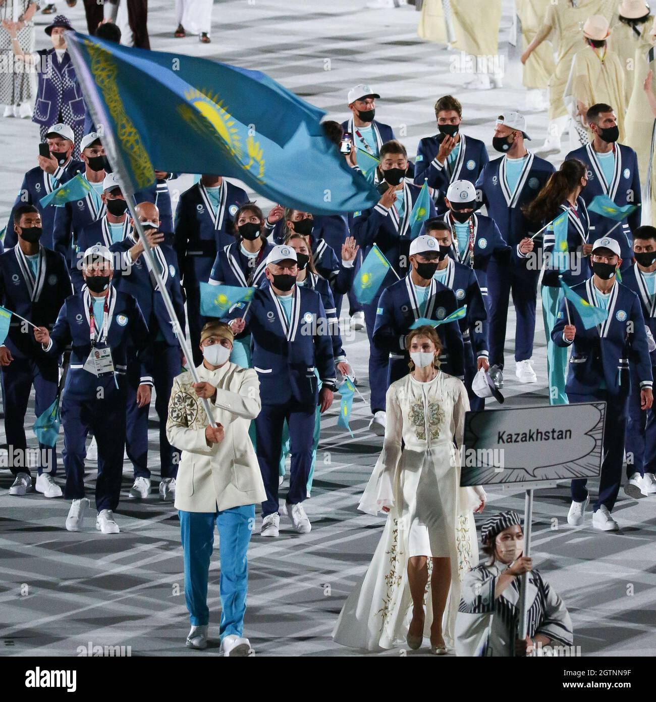 JULY 23rd, 2021 - TOKYO, JAPAN: Kazakhstan's flag bearers Olga Rypakova ...