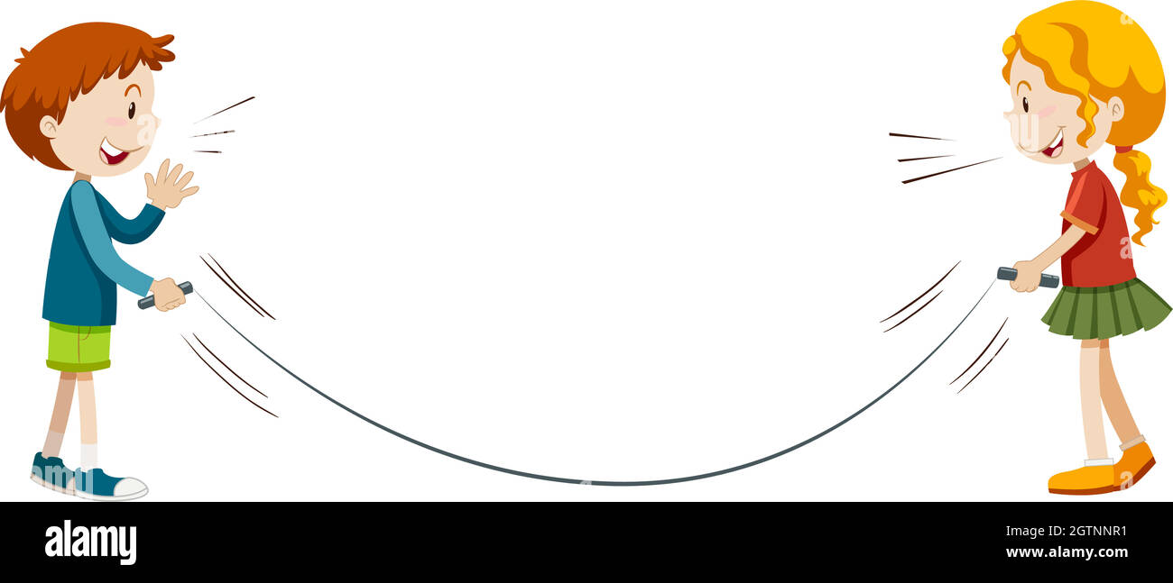 Boy and girl playing jump rope Stock Vector Image & Art - Alamy