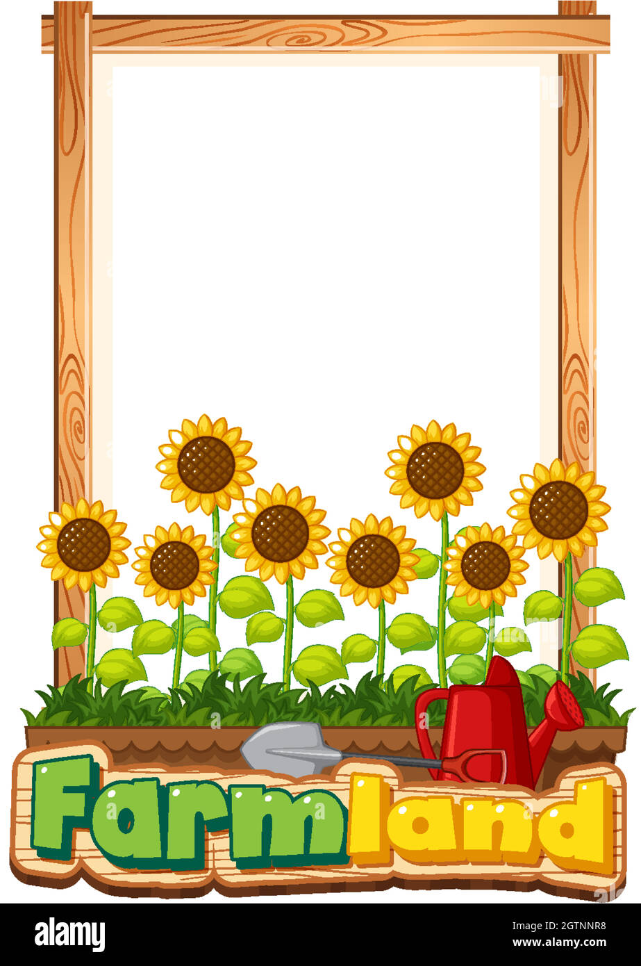 Border template design with sunflowers in the garden Stock Vector Image ...