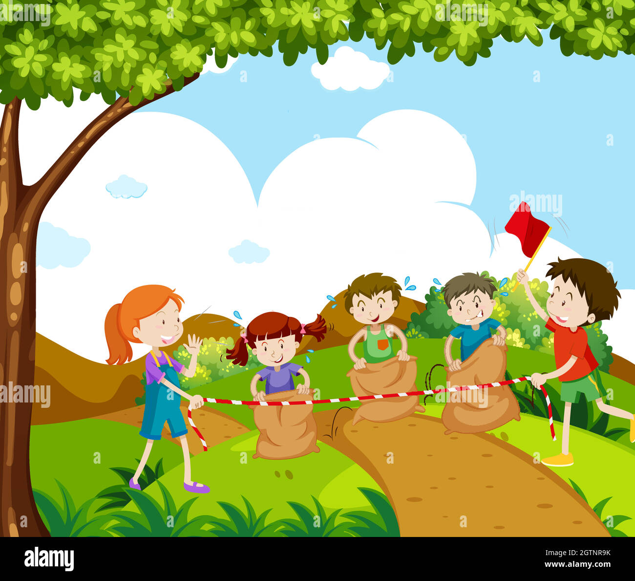 Children jumping in the race Stock Vector Image & Art - Alamy