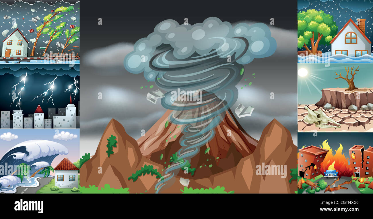 Scenes with different disasters Stock Vector Image & Art - Alamy