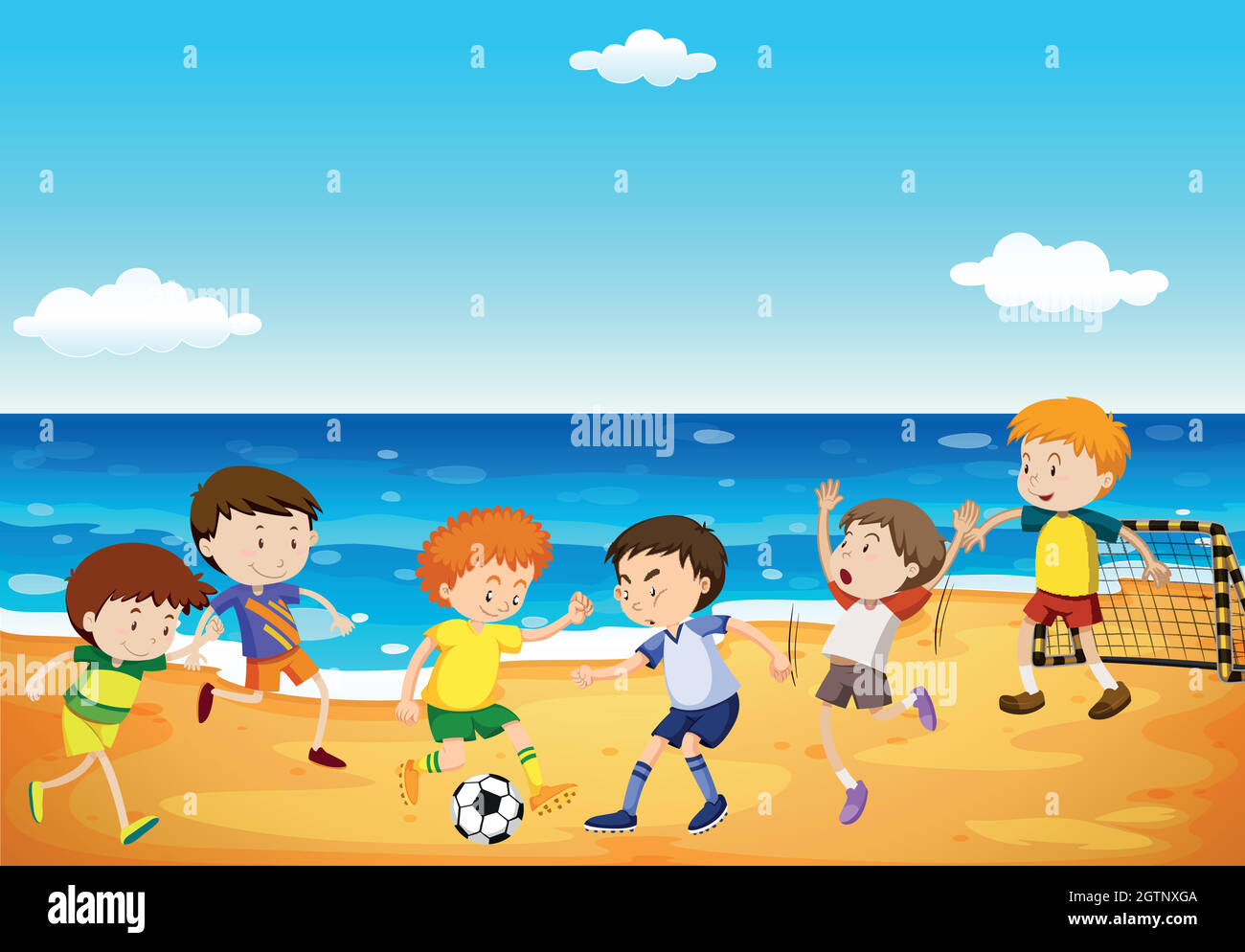 Boys on beach football Stock Vector Images - Alamy