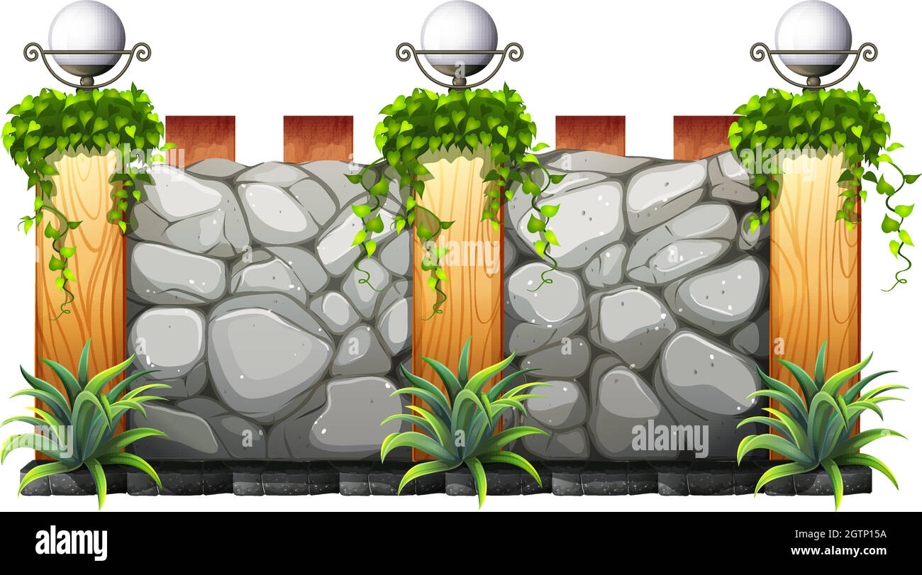 Brick wall with lamp and grass Stock Vector Image & Art - Alamy