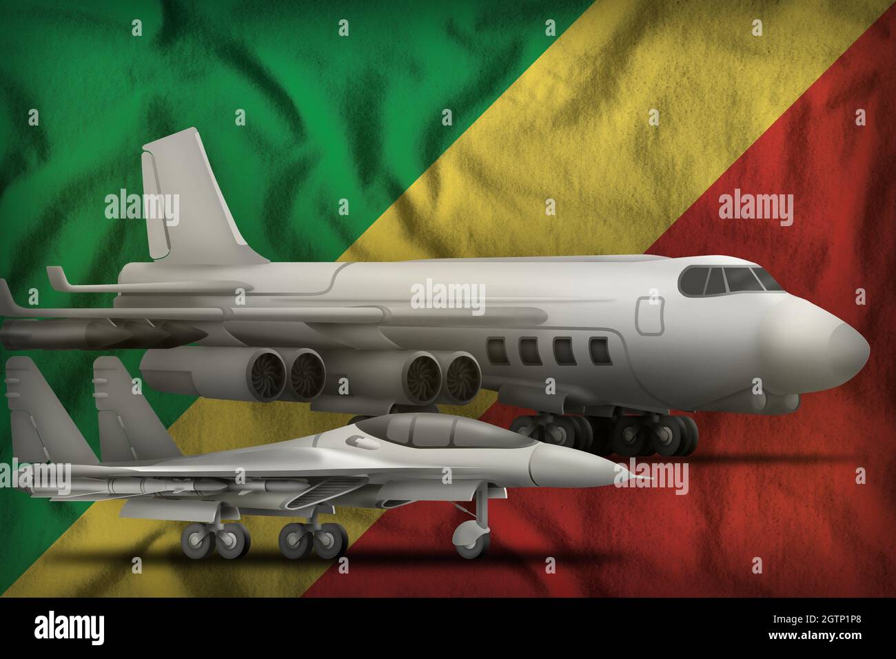 air forces on the Congo flag background. Congo air forces concept. 3d ...