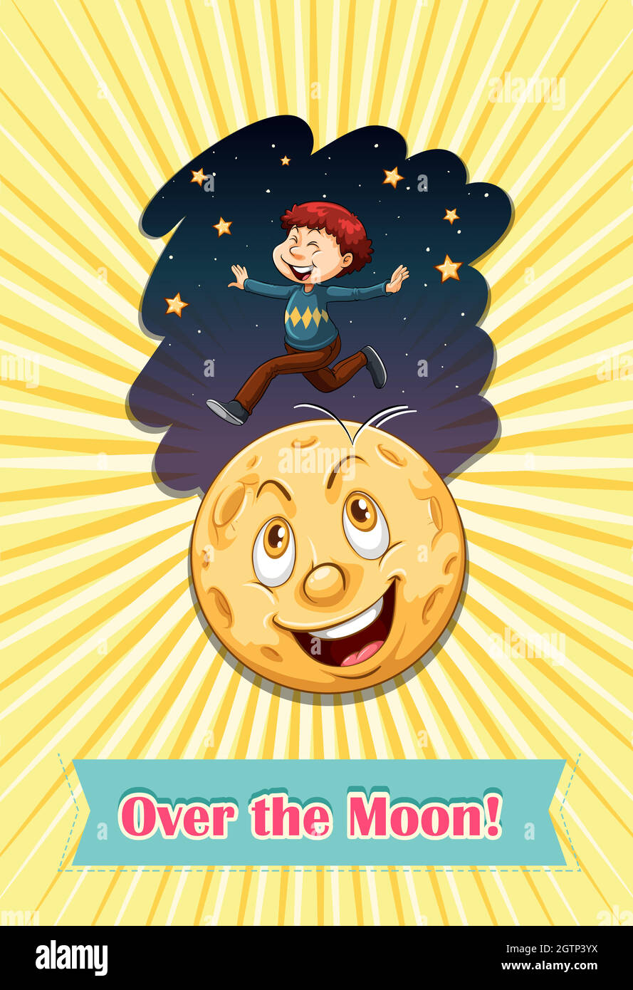 Idiom over the moon Stock Vector Image & Art - Alamy