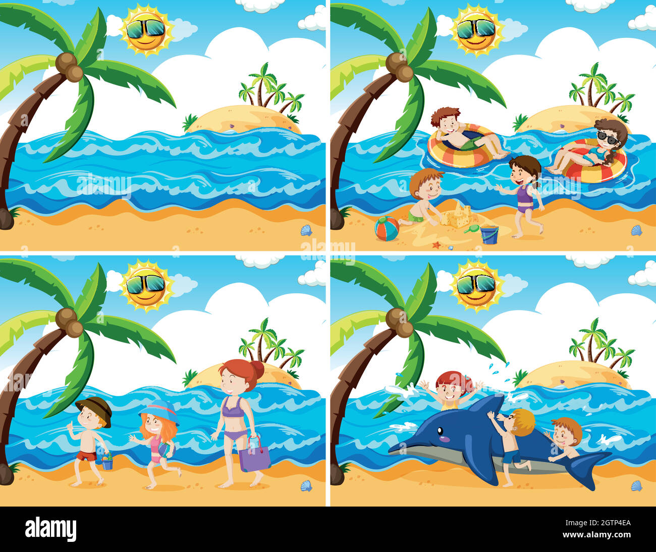 Kids beach activities Stock Vector Images - Alamy