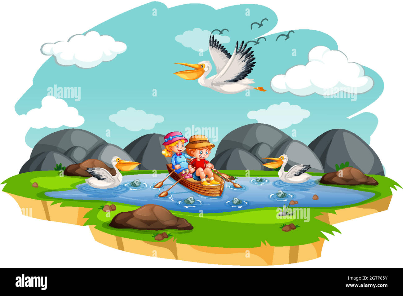 Rowboat by stream Cut Out Stock Images & Pictures - Alamy