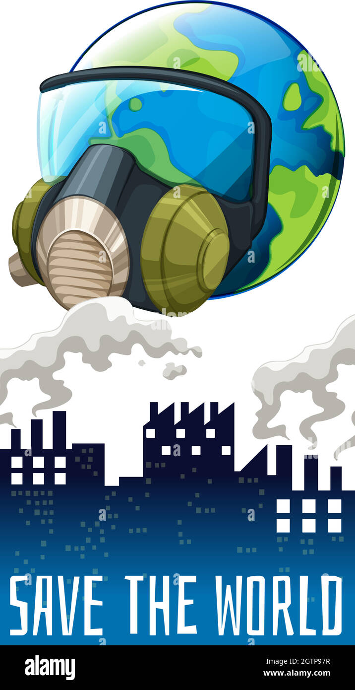 Save the world sign with earth wearing mask Stock Vector Image & Art ...
