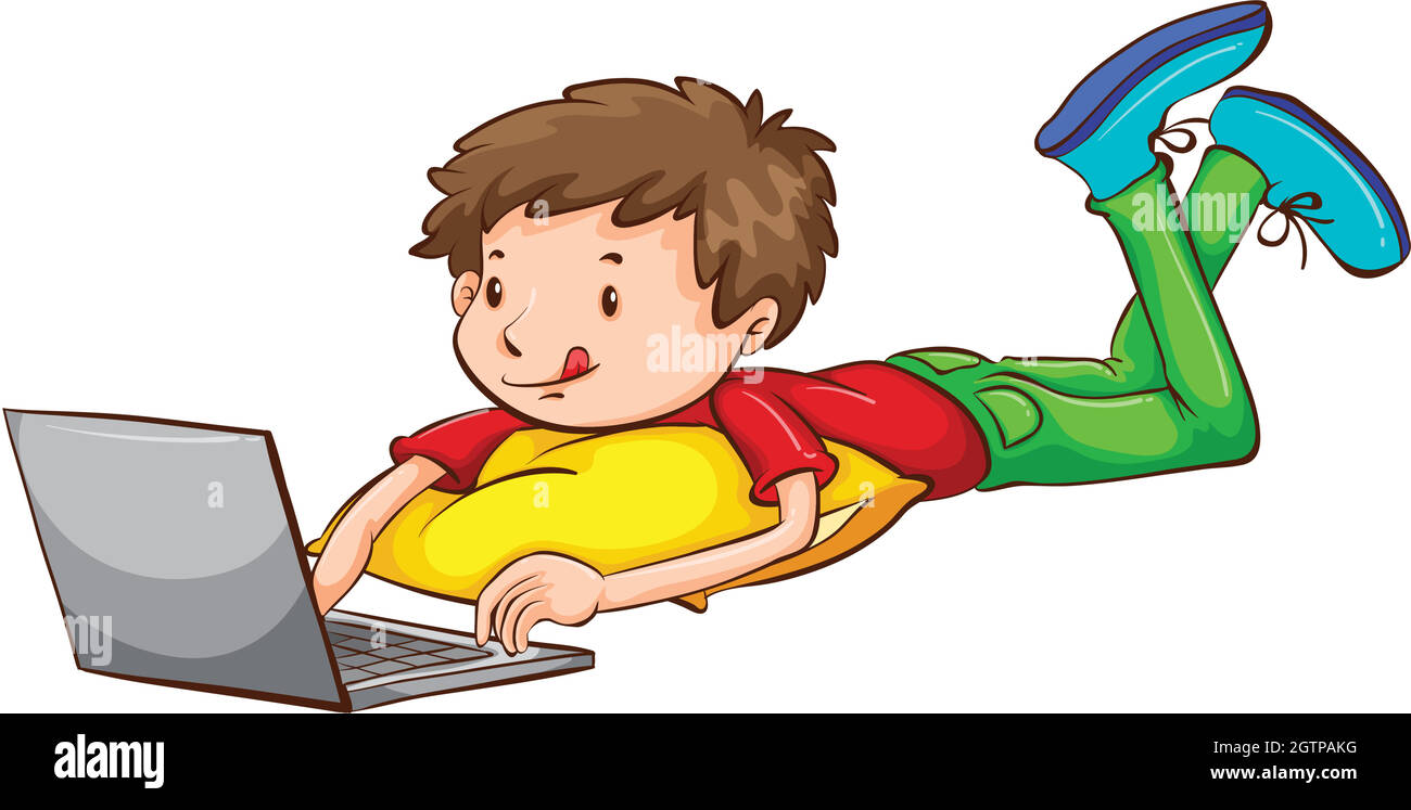 Typing schoolboy Stock Vector Images - Alamy