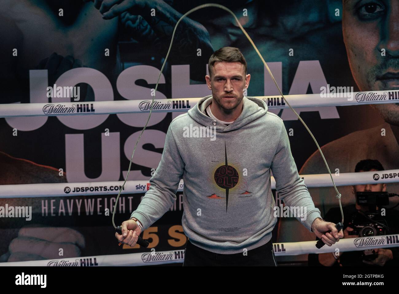 Boxer Callum Smith works out for the press at The 02 ahead of Saturday ...