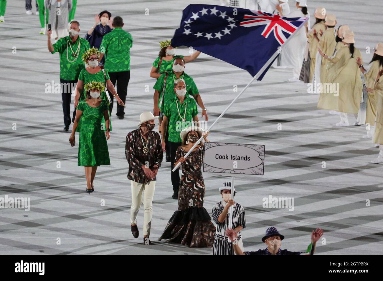 JULY 23rd, 2021 - TOKYO, JAPAN: Cook Islands' flag bearers Kirsten ...