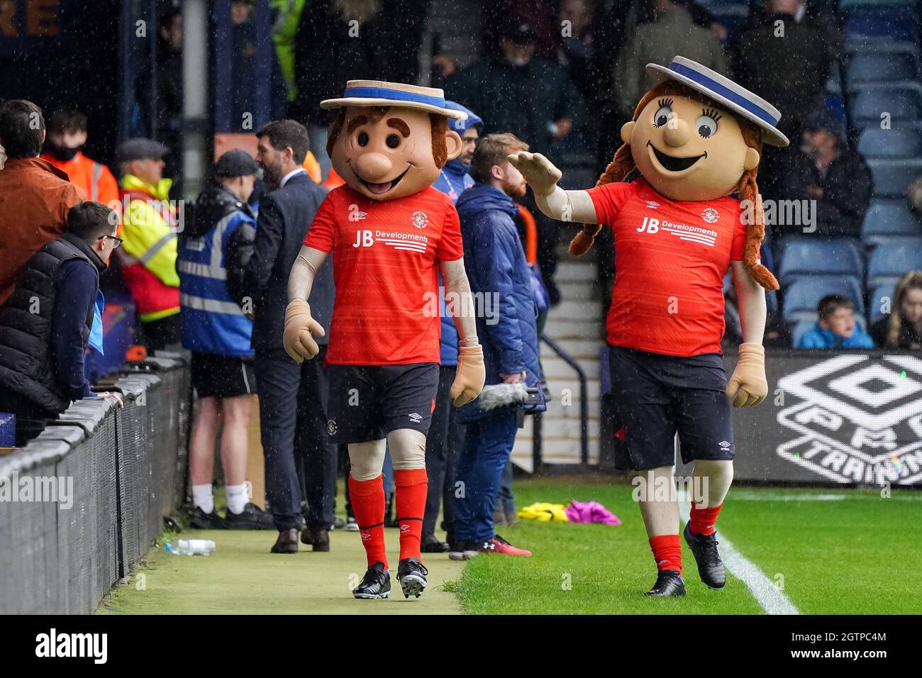 Luton Town mascots greet the fans Stock Photo - Alamy