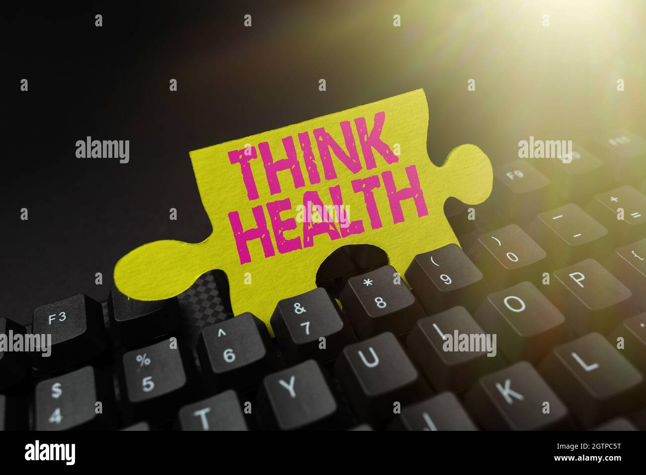 Sign displaying Think Health. Business overview state of complete ...