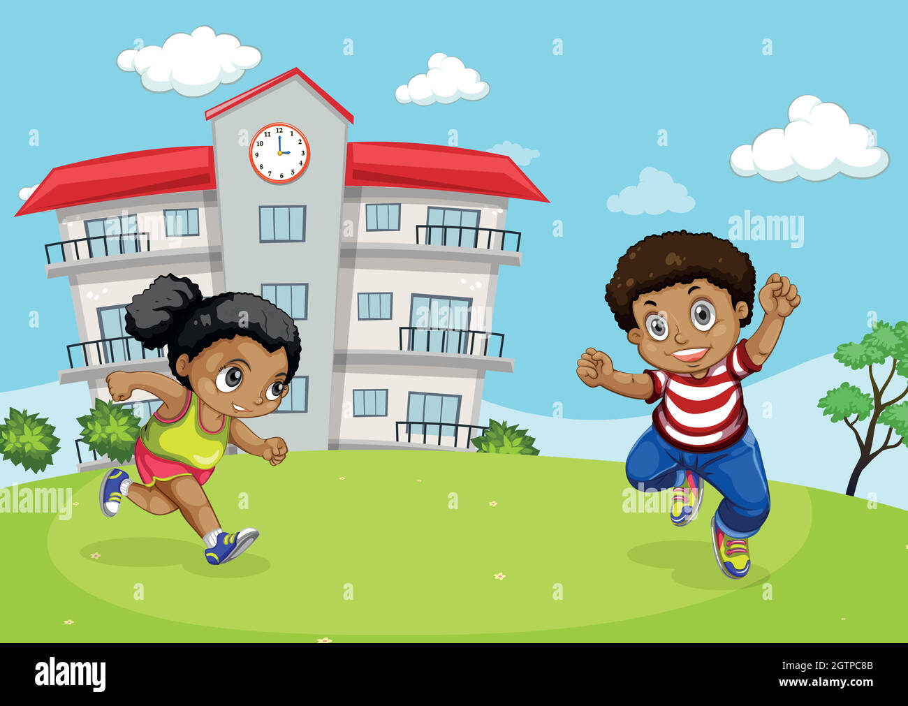 African kids in front of school Stock Vector Image & Art - Alamy