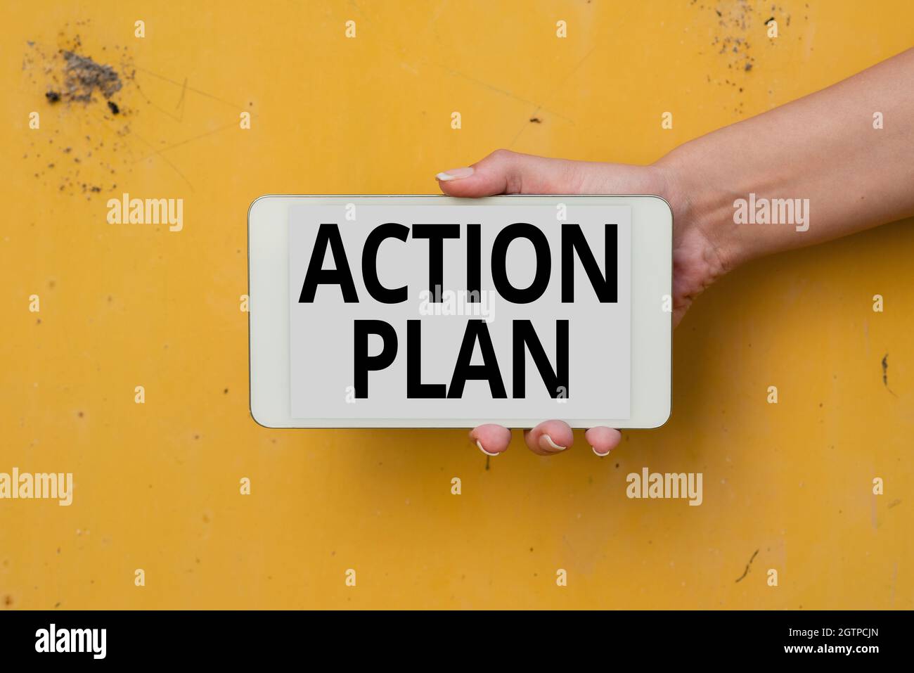 Sign displaying Action Plan. Word Written on proposed strategy or ...