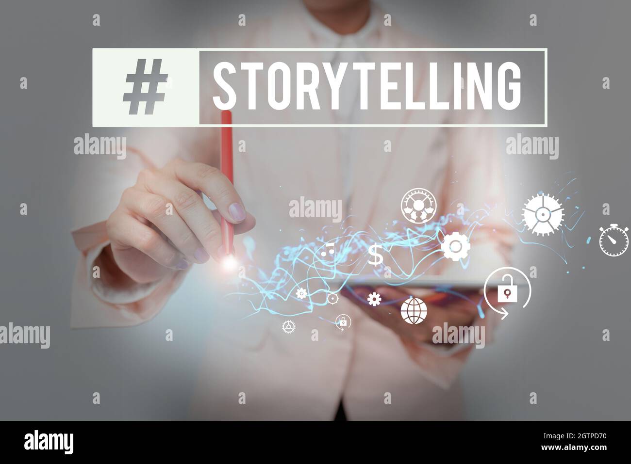 Text caption presenting Storytelling. Business showcase activity ...