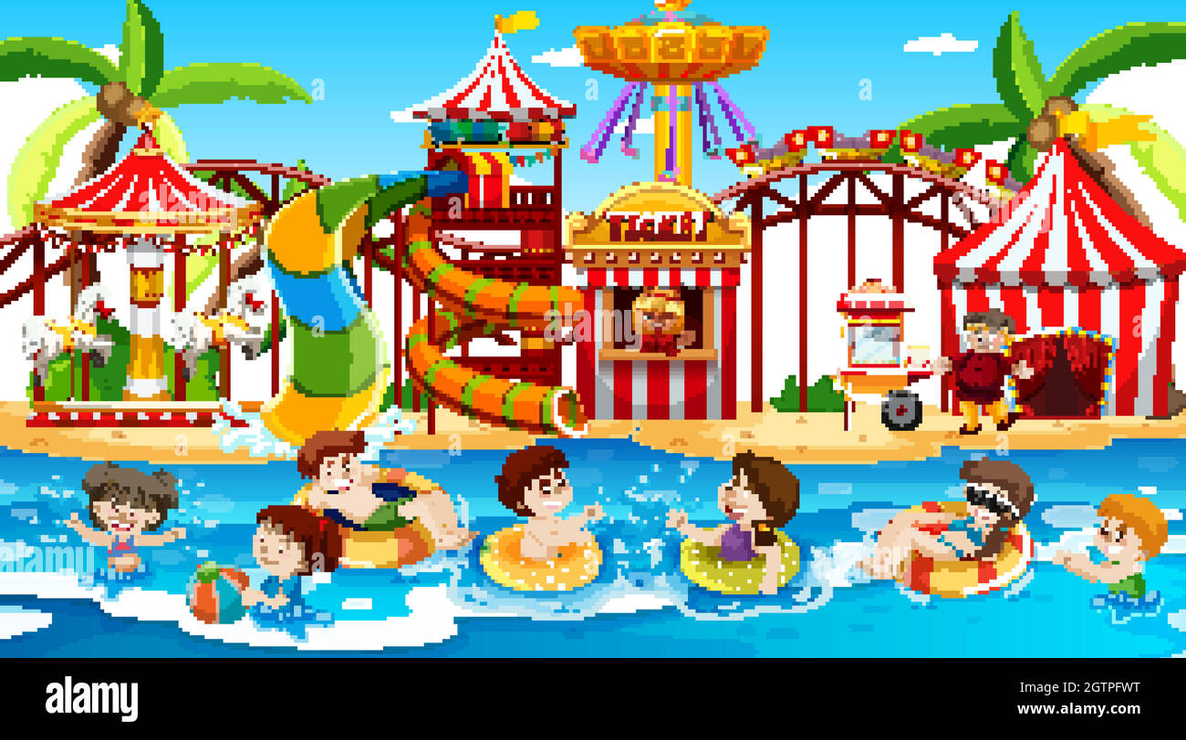 Illustration waterpark hi-res stock photography and images - Alamy