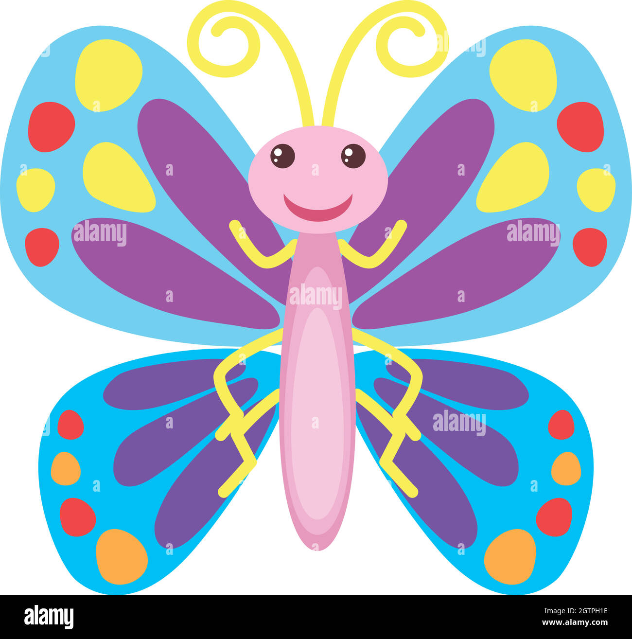 Colorful butterfly with happy smile Stock Vector Image & Art - Alamy