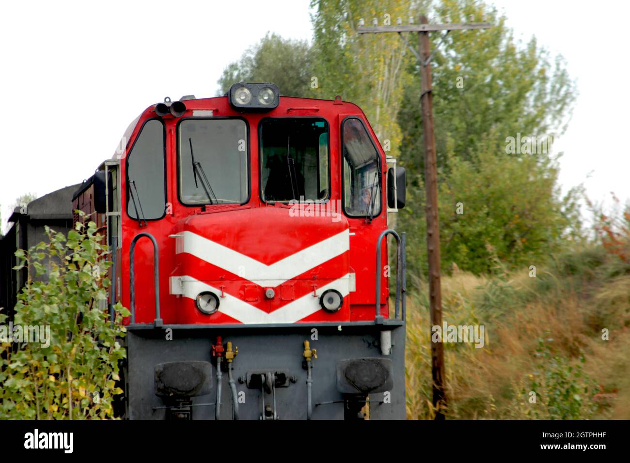 black steam train on the railway Stock Photo - Alamy
