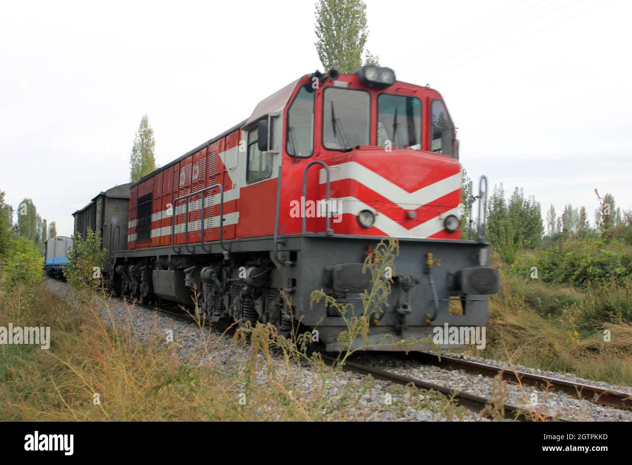 black steam train on the railway Stock Photo - Alamy