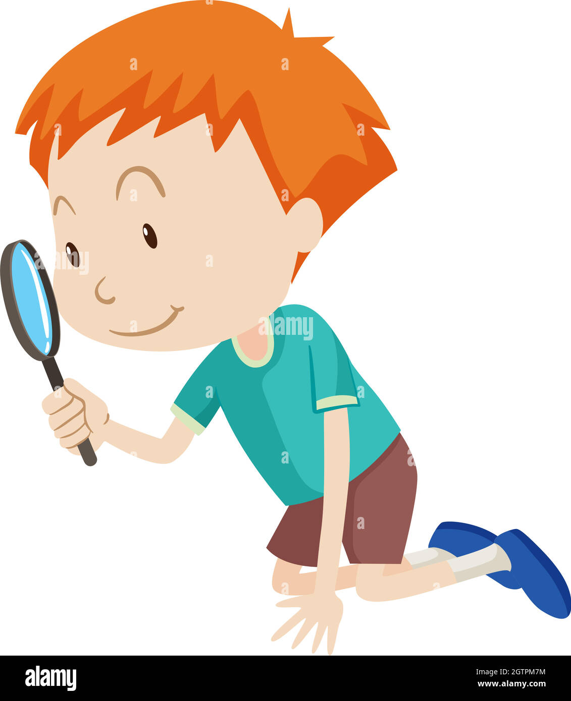 Kid Looking Through Magnifying Glass