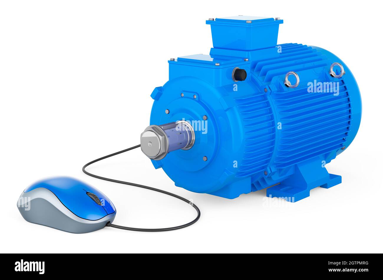 Electric motor with computer mouse. 3D rendering isolated on white ...