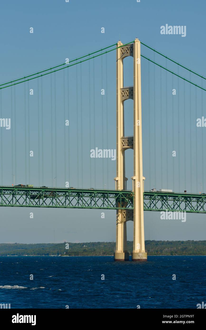 The Mackinac Bridge, one of the world's longest bridges over the Strait ...