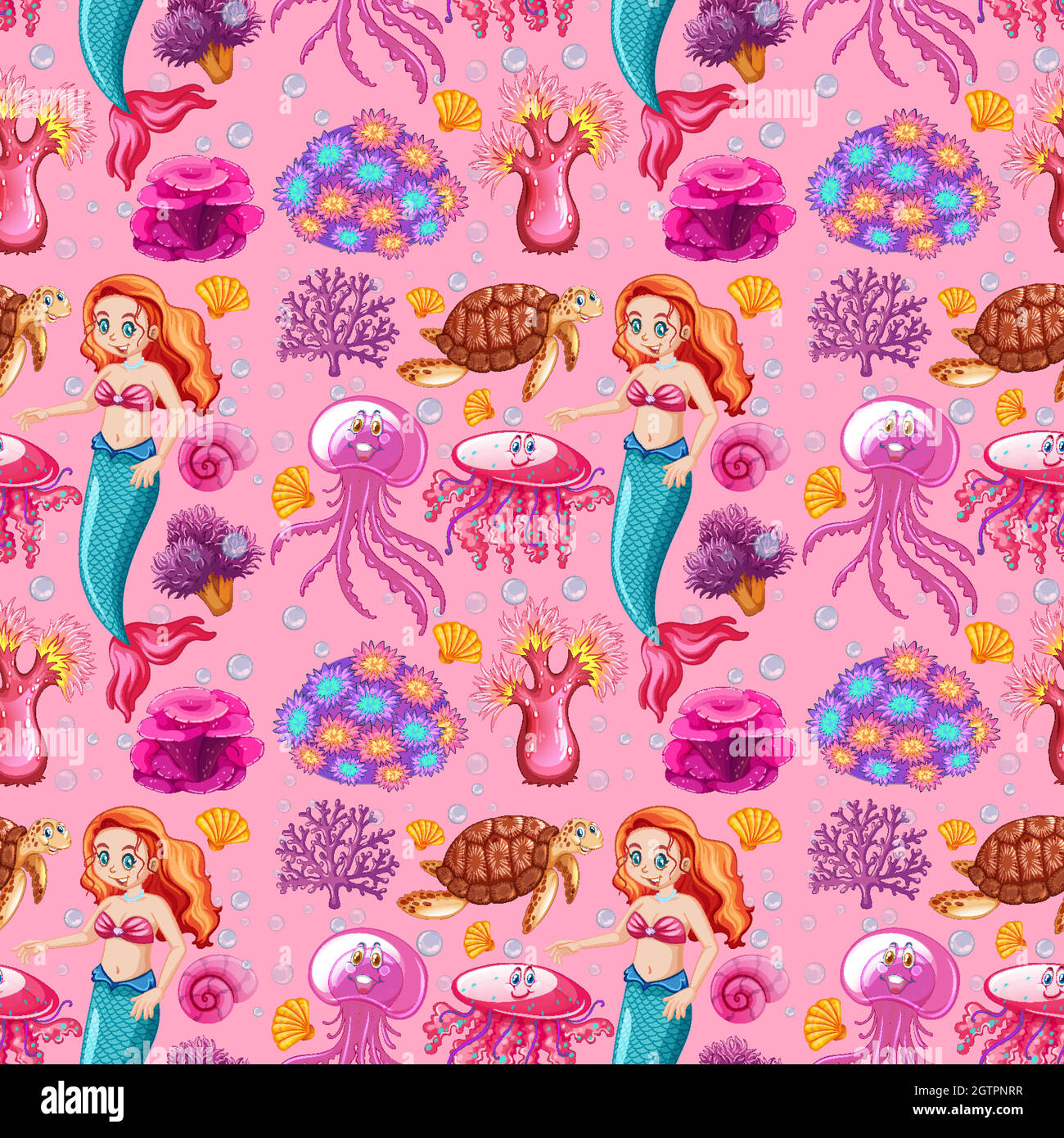 Cartoon pink mermaid hi-res stock photography and images - Alamy