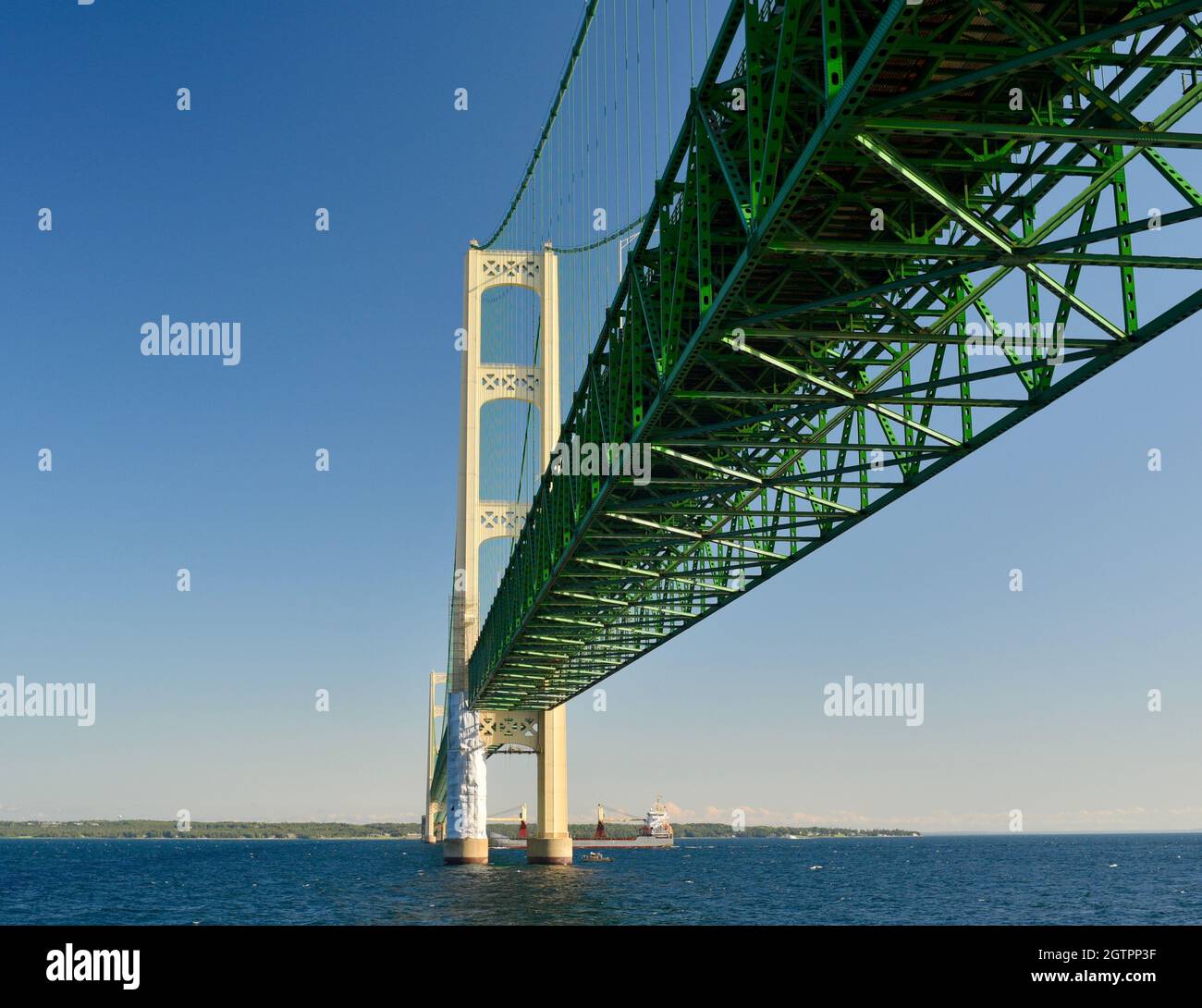 The Mackinac Bridge, one of the world's longest bridges over the Strait ...