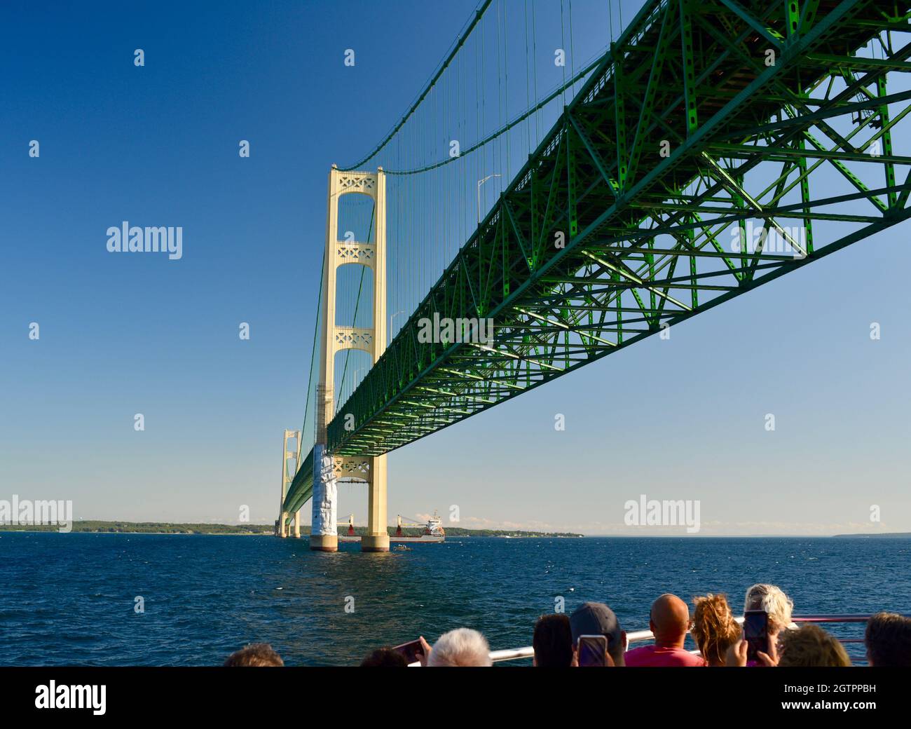 The Mackinac Bridge, one of the world's longest bridges over the Strait ...