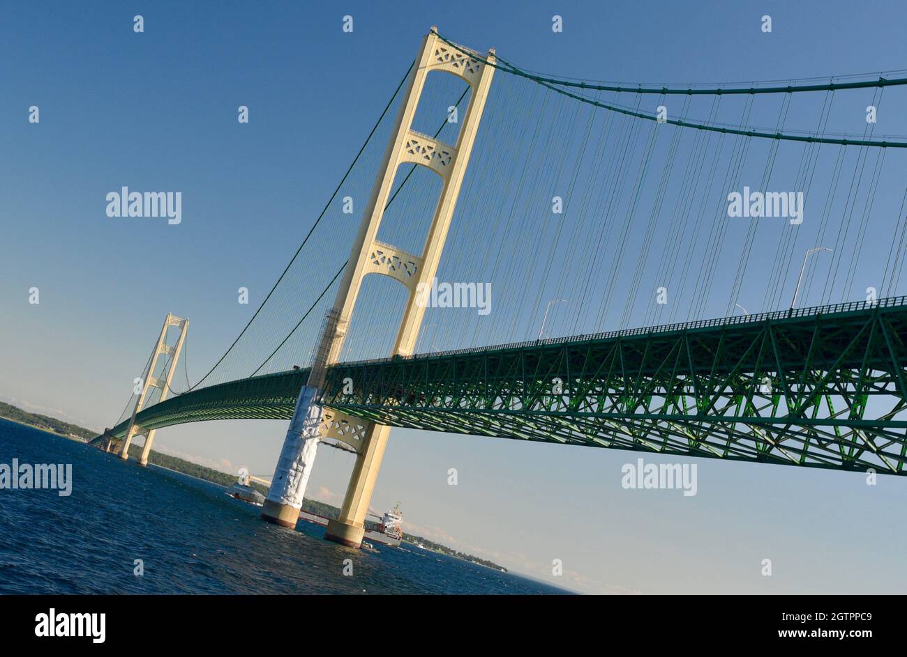 The Mackinac Bridge, one of the world's longest bridges over the Strait ...