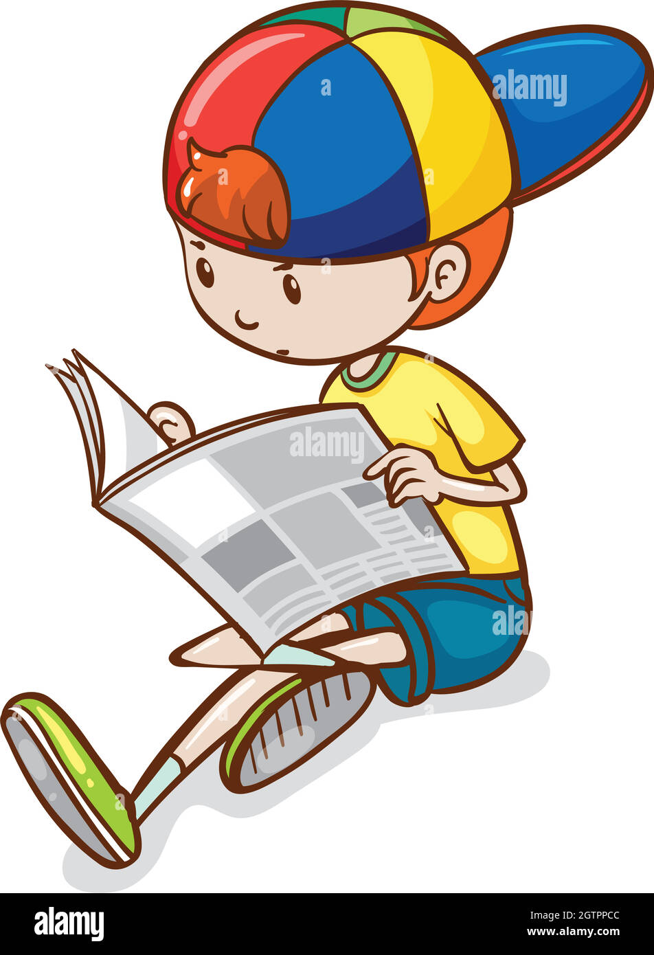 Boy and newspaper Stock Vector Image & Art - Alamy
