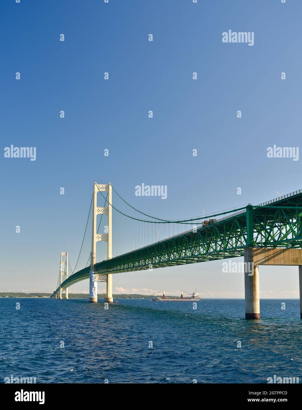 The Mackinac Bridge, one of the world's longest bridges over the Strait ...
