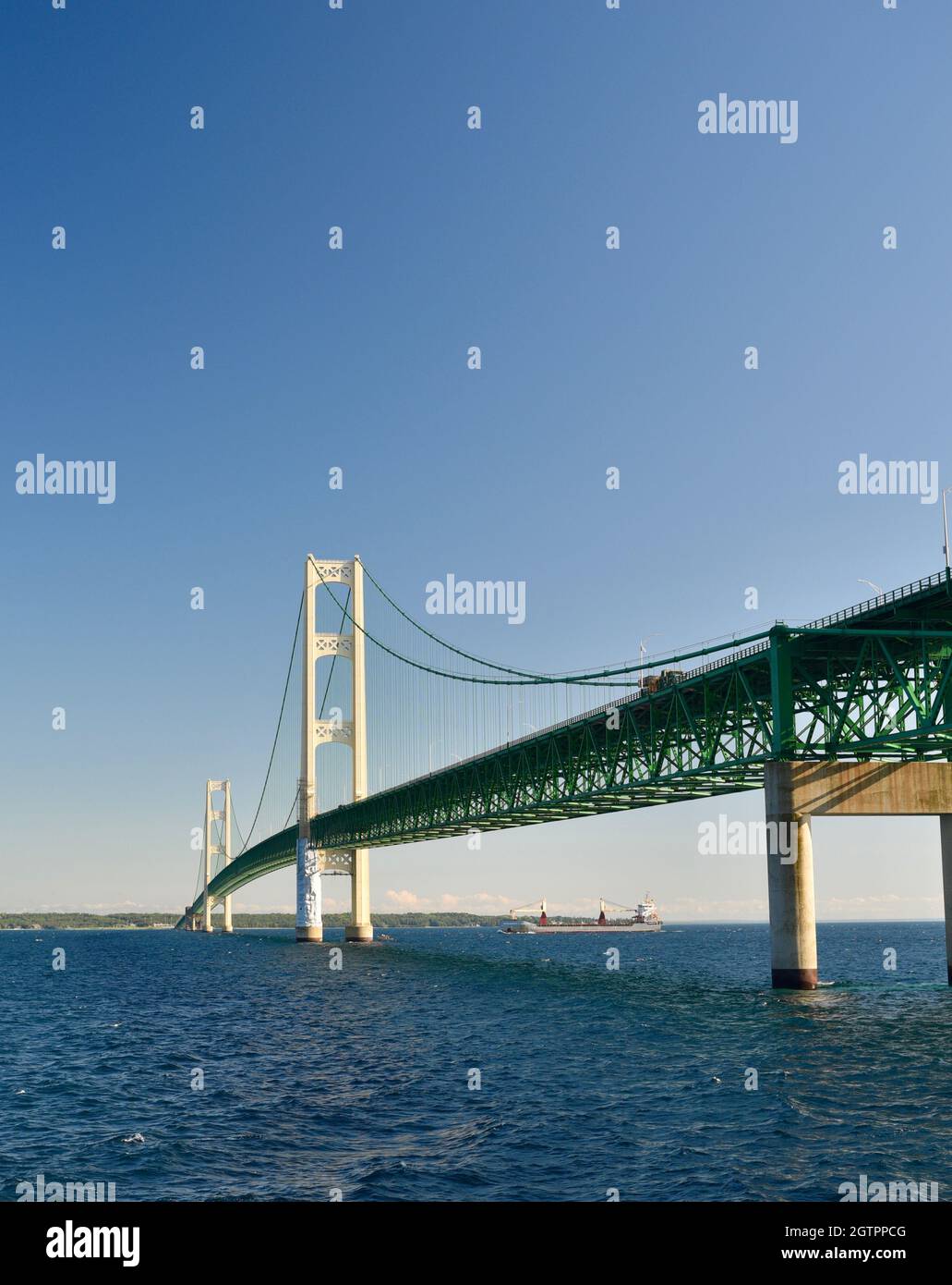 The Mackinac Bridge, one of the world's longest bridges over the Strait ...
