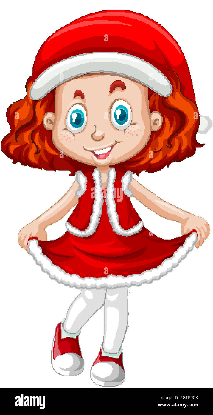 Cute girl in christmas costume cartoon character Stock Vector Image ...