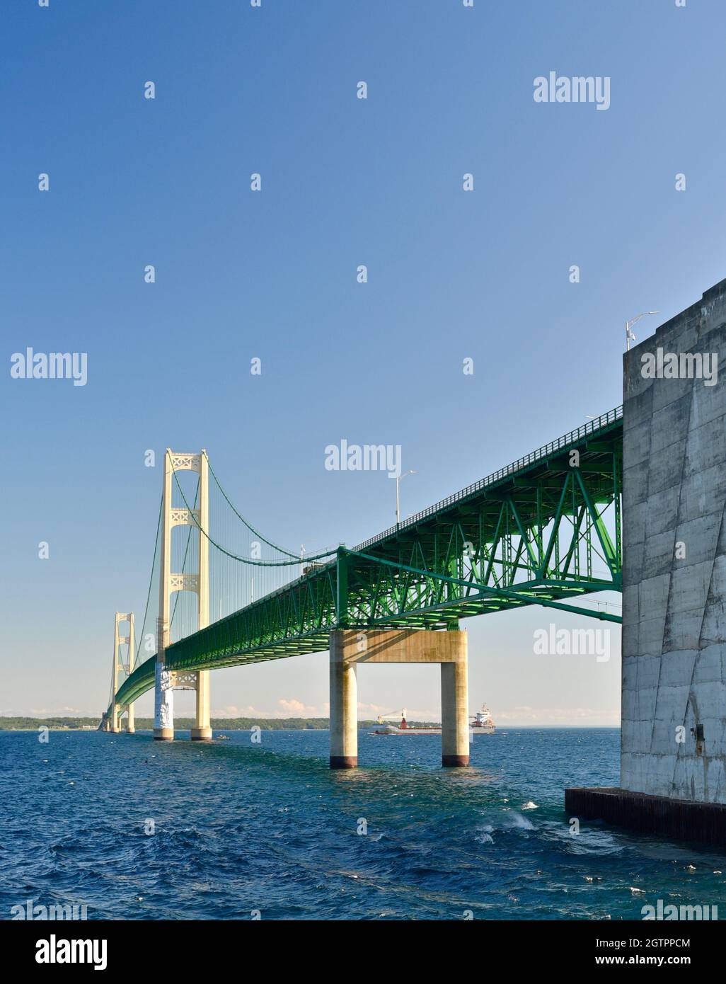 The Mackinac Bridge, one of the world's longest bridges over the Strait ...
