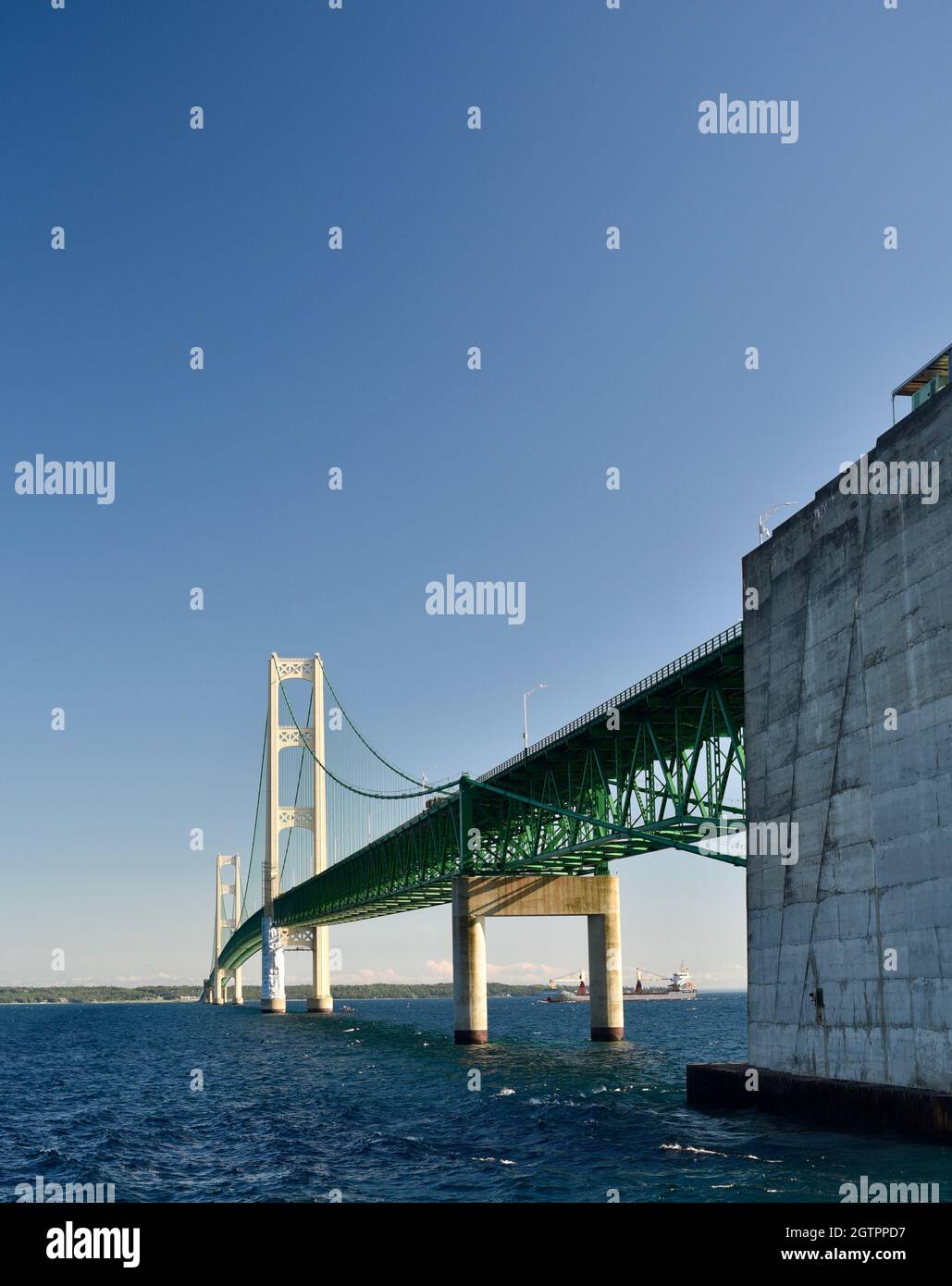 The Mackinac Bridge, one of the world's longest bridges over the Strait ...