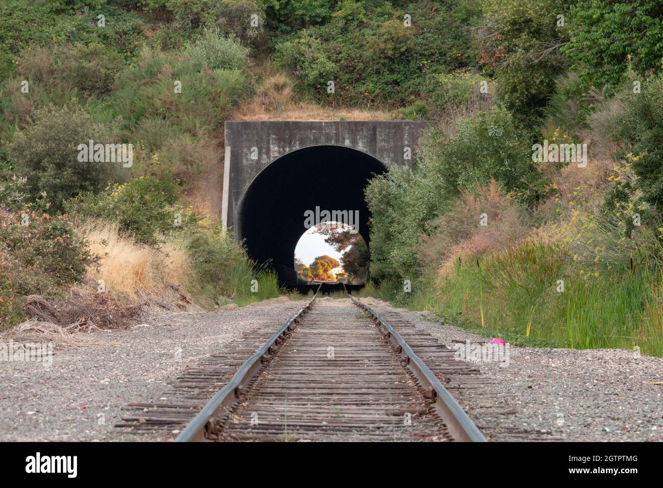 Railroad Tracks In Tunnel Stock Photo - Alamy