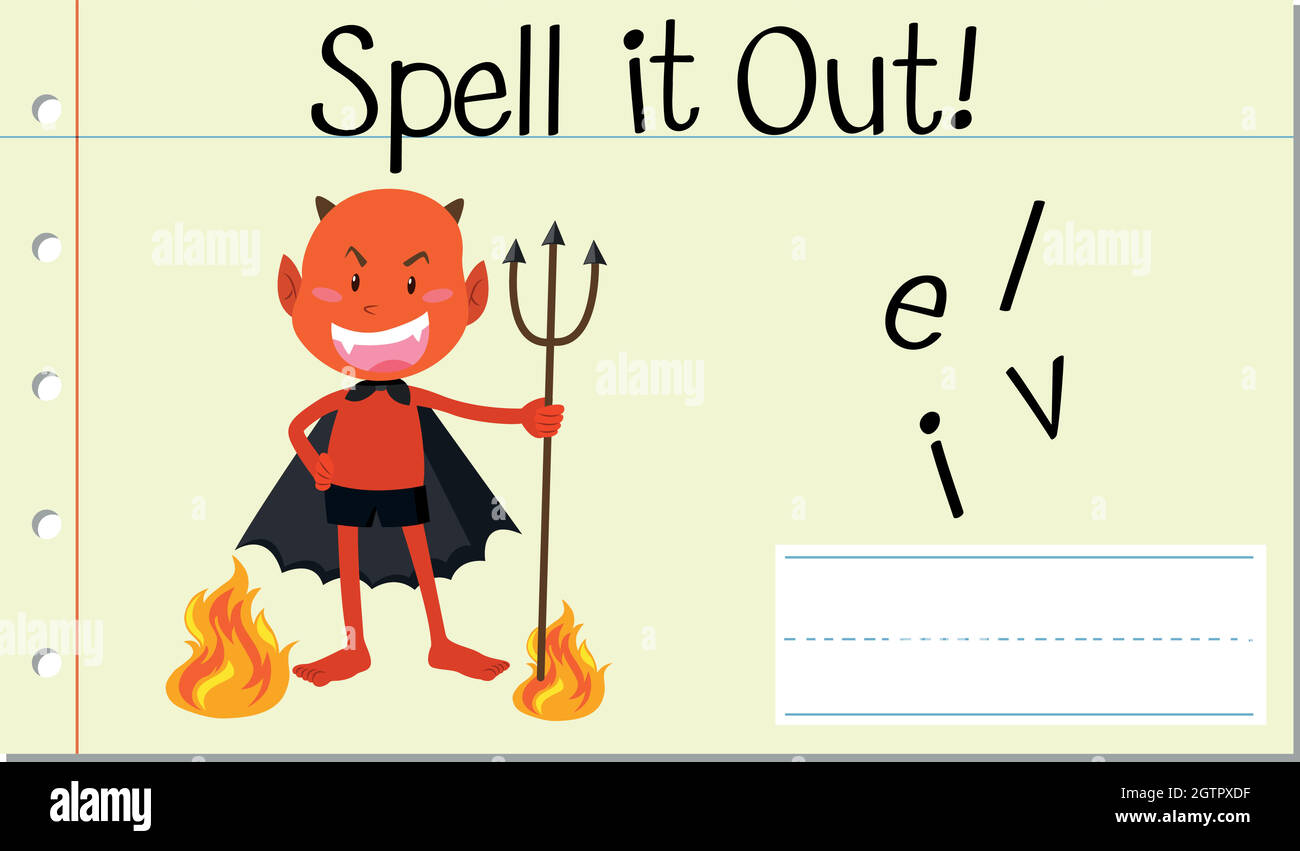 Spell english word devil Stock Vector Image & Art - Alamy