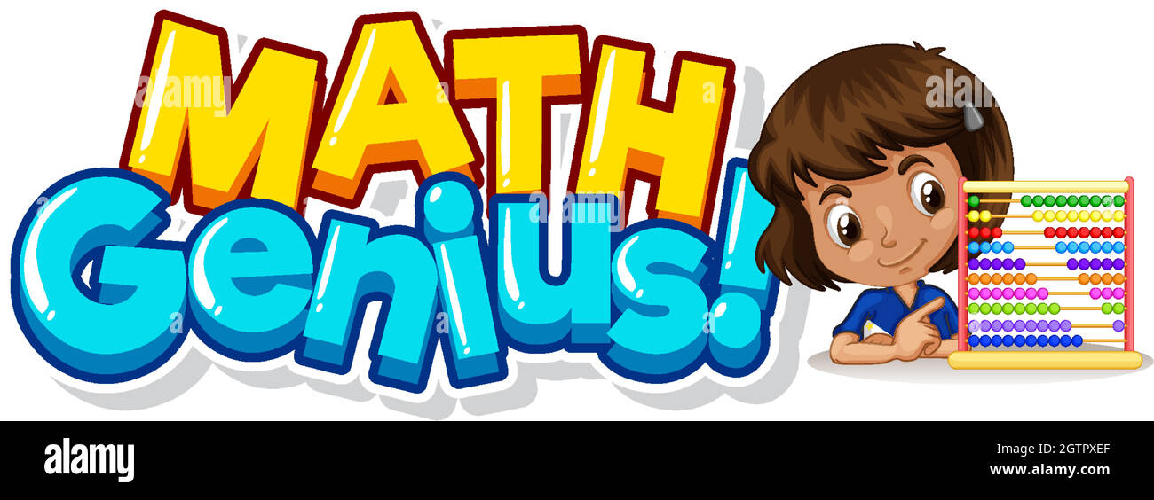 Font design for word math genius and cute girl Stock Vector Image & Art ...
