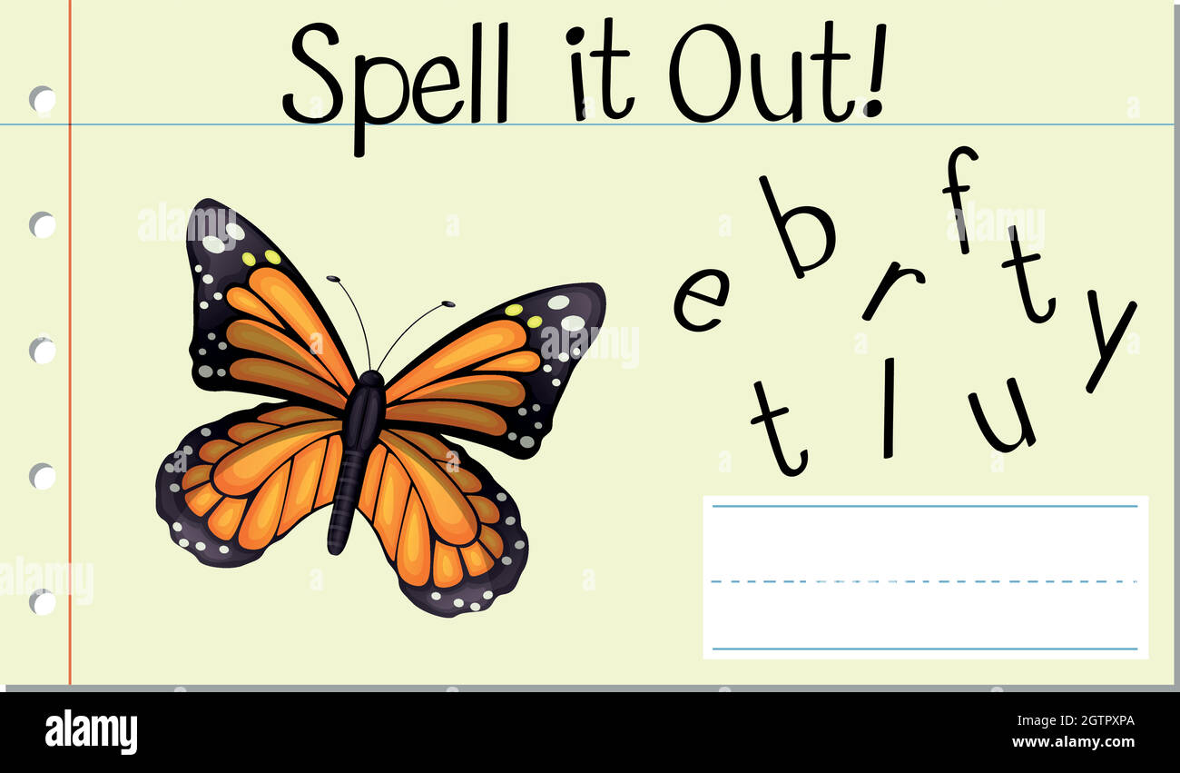 Spell English word butterfly Stock Vector Image & Art - Alamy