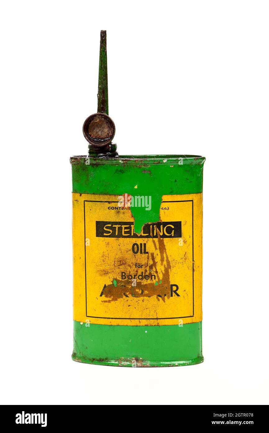 Vintage Sterling Oil can isolated on a white background Stock Photo - Alamy