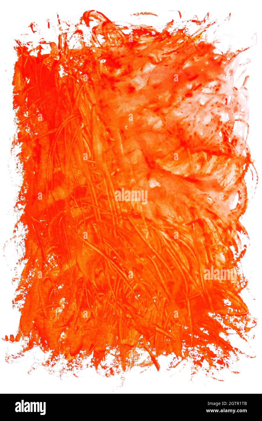 Abstract Image Of Orange Paint Against White Background Stock Photo - Alamy