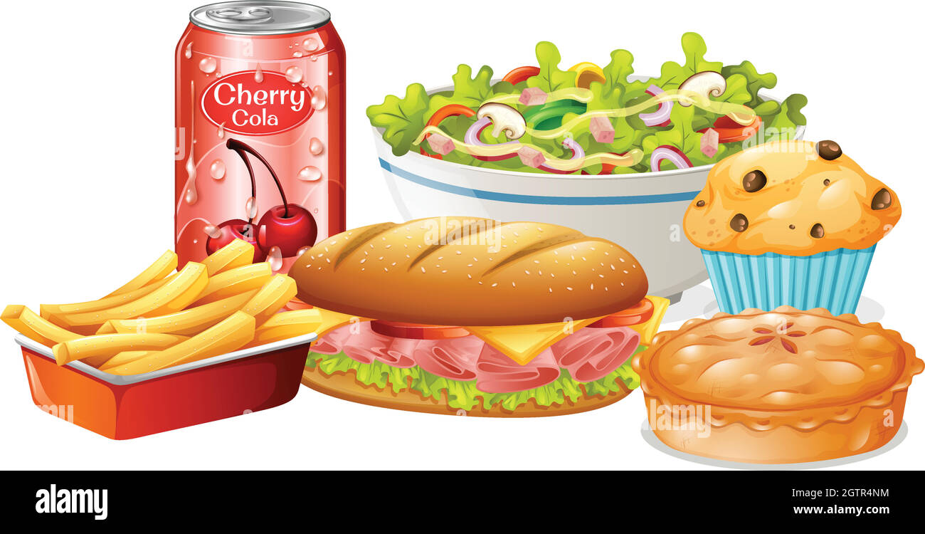 A Set of Food on White Background Stock Vector Image & Art - Alamy